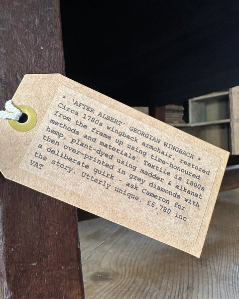 Georgian wingback in ‘After Albert’ block print on plant-dyed antique ...